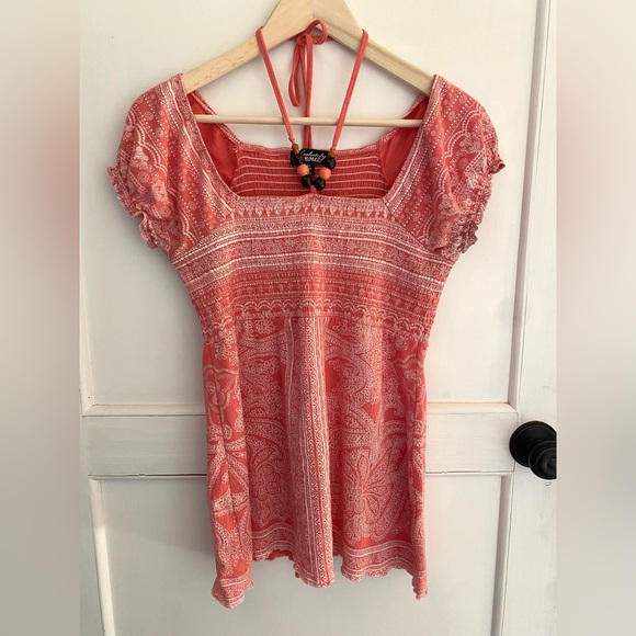 Absolutely Famous | Tops | Y2k Coral Boho Top | Poshmark